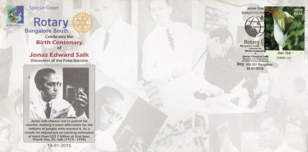 India Birth Centenary of Jonas Edward Salk Special Cover ...