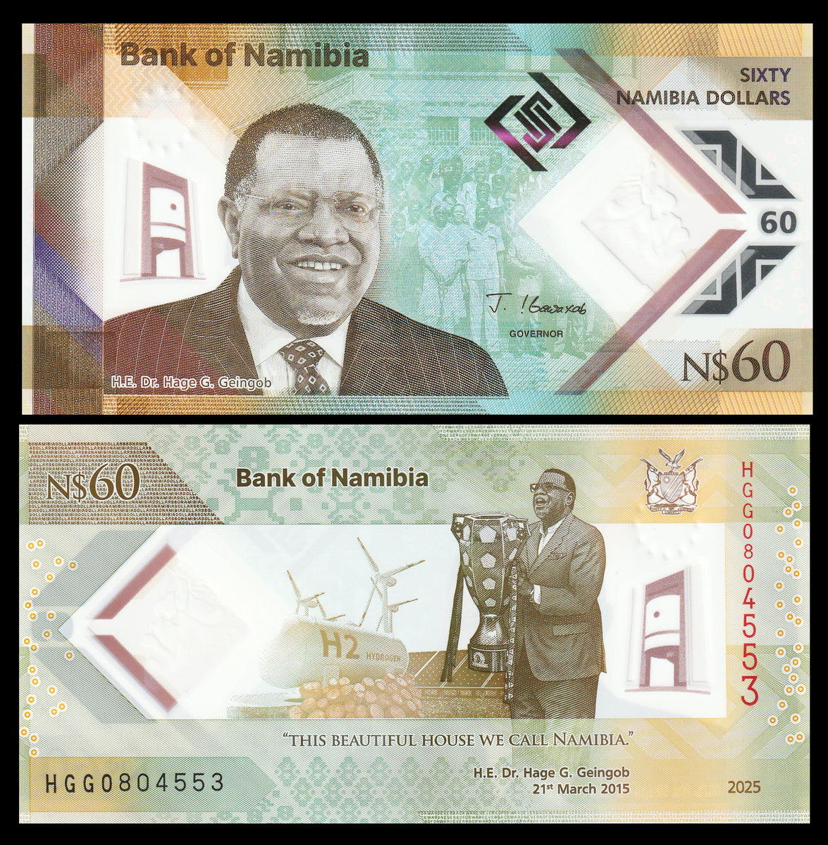 Namibia 60 Dollars Polymer UNC Banknote – Banknotecoinstamp