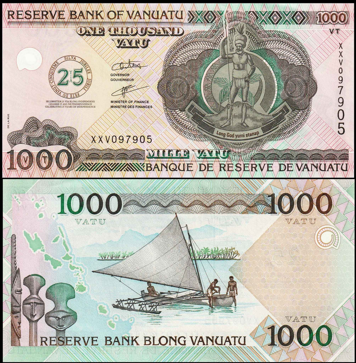 Vanuatu 1000 Vatu Very Fine Banknote – Banknotecoinstamp