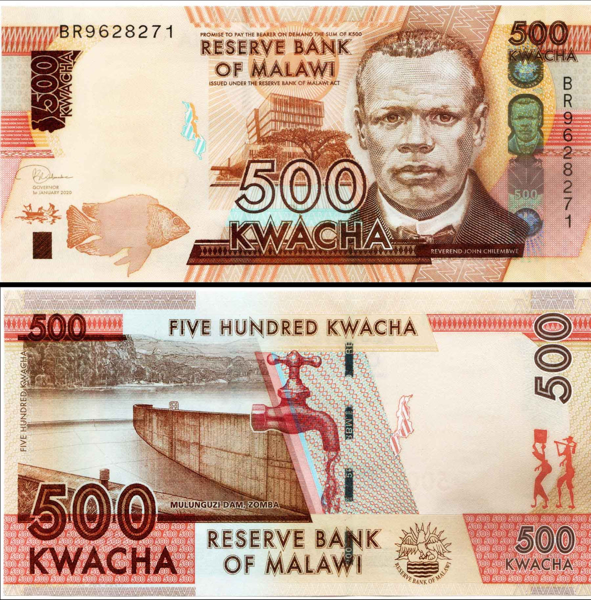 Malawi 500 Kwacha Very Fine Banknote – Banknotecoinstamp