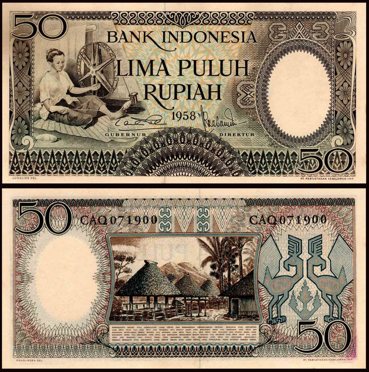 Indonesia 50 Rupiah Very Fine Banknote – Banknotecoinstamp