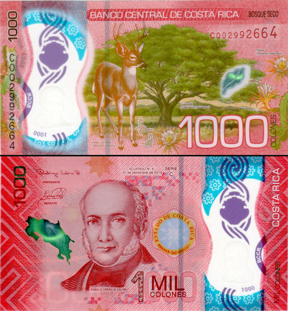Costa Rica 1000 Colones Polymer UNC Banknote – Banknotecoinstamp