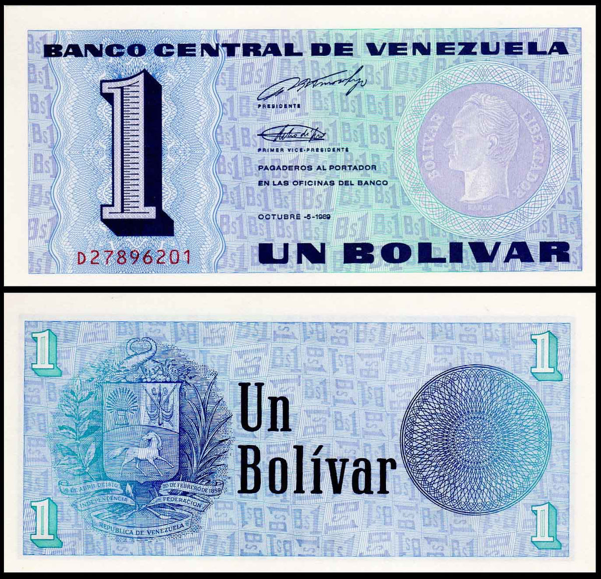 Venezuela 1 Bolívar Fine Banknote – Banknotecoinstamp