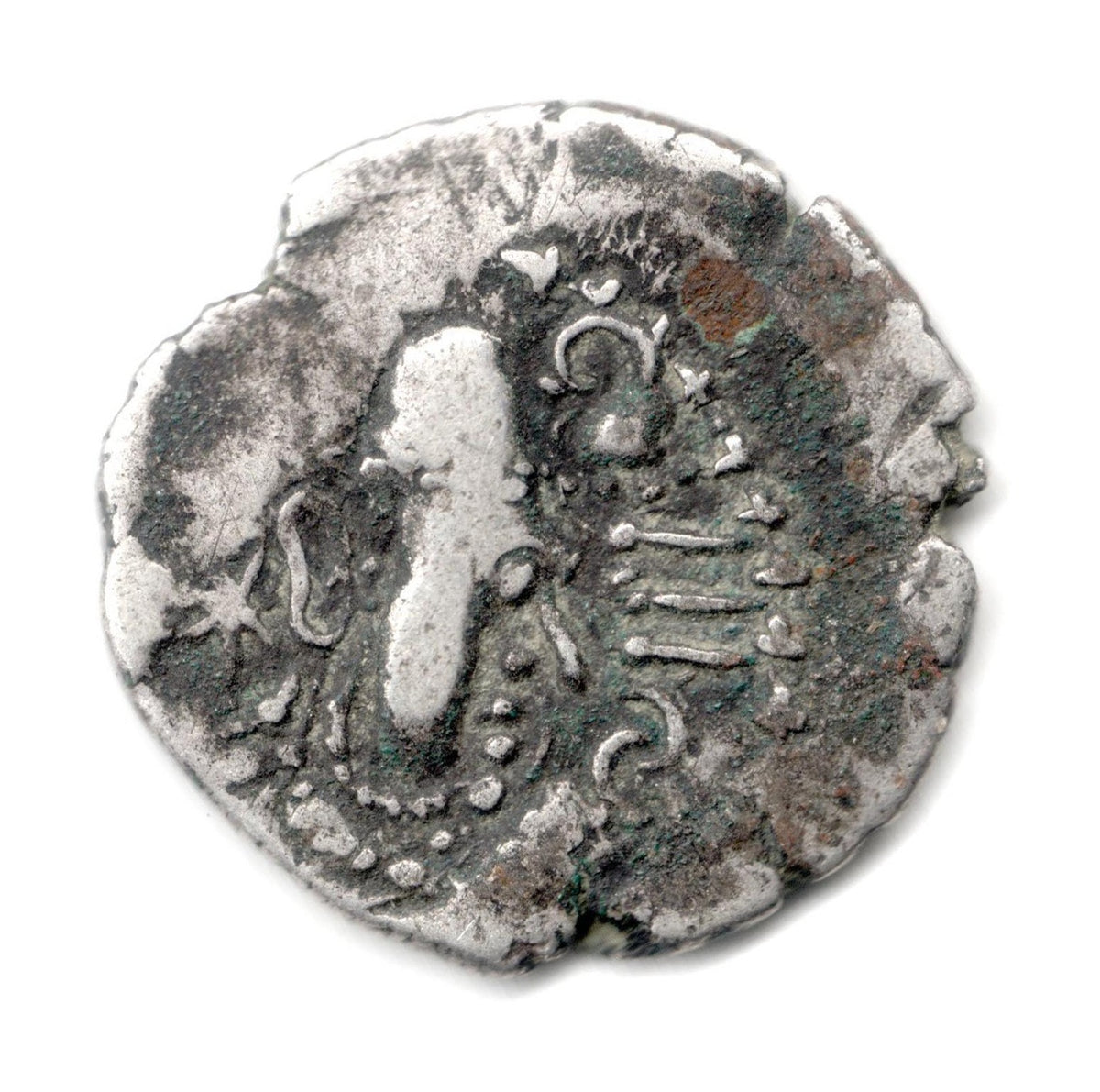 Extremely rare coin from Gujarat, C. ~570 - 850 CE, Chavda Dynasty Sil ...