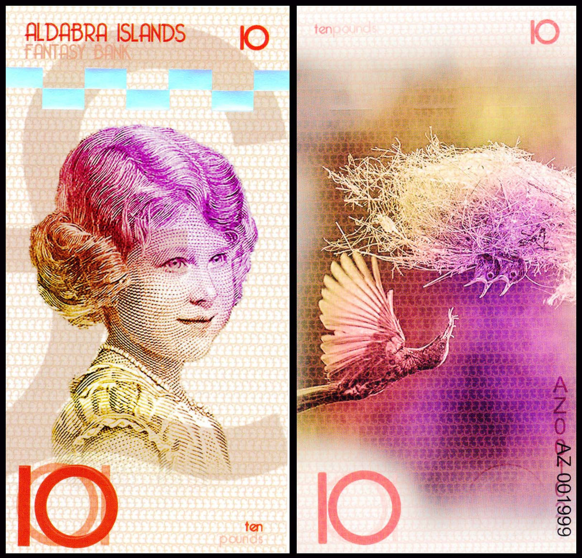 Aldabra Islands 5,10,50,100,200,500 Pounds Set Of 6 UNC Coupon note ...