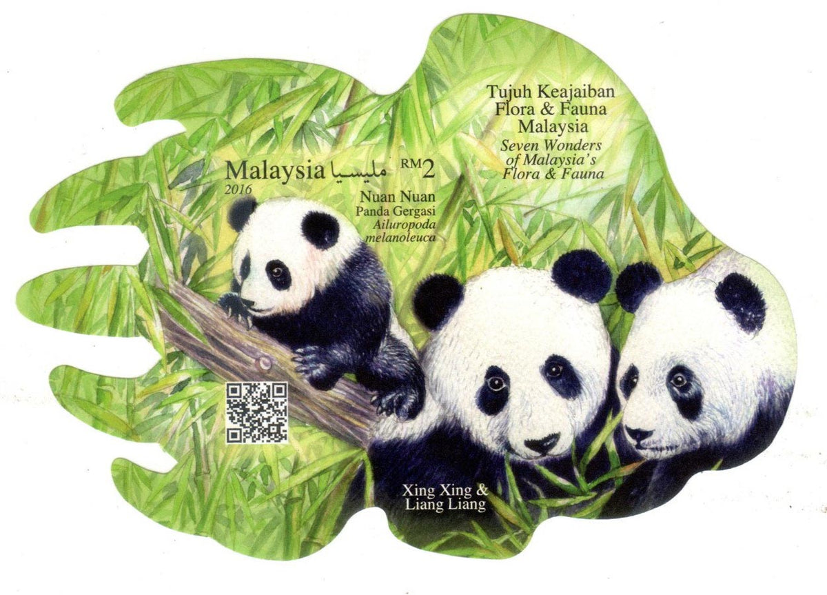 Malaysia Flora & Fauna Panda odd Shape Miniature Sheet – Banknotecoinstamp