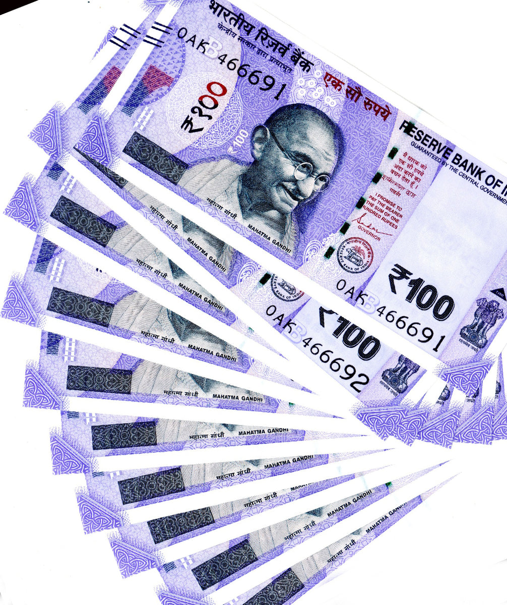 India 100 Rupees Fancy Number 466691 to 466670 Banknotes ...