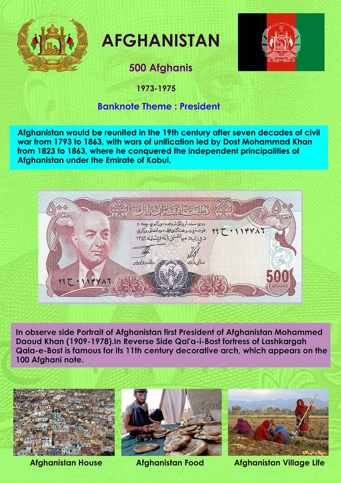 Afghanistan 500 Afghanis Information Sheet– Banknotecoinstamp