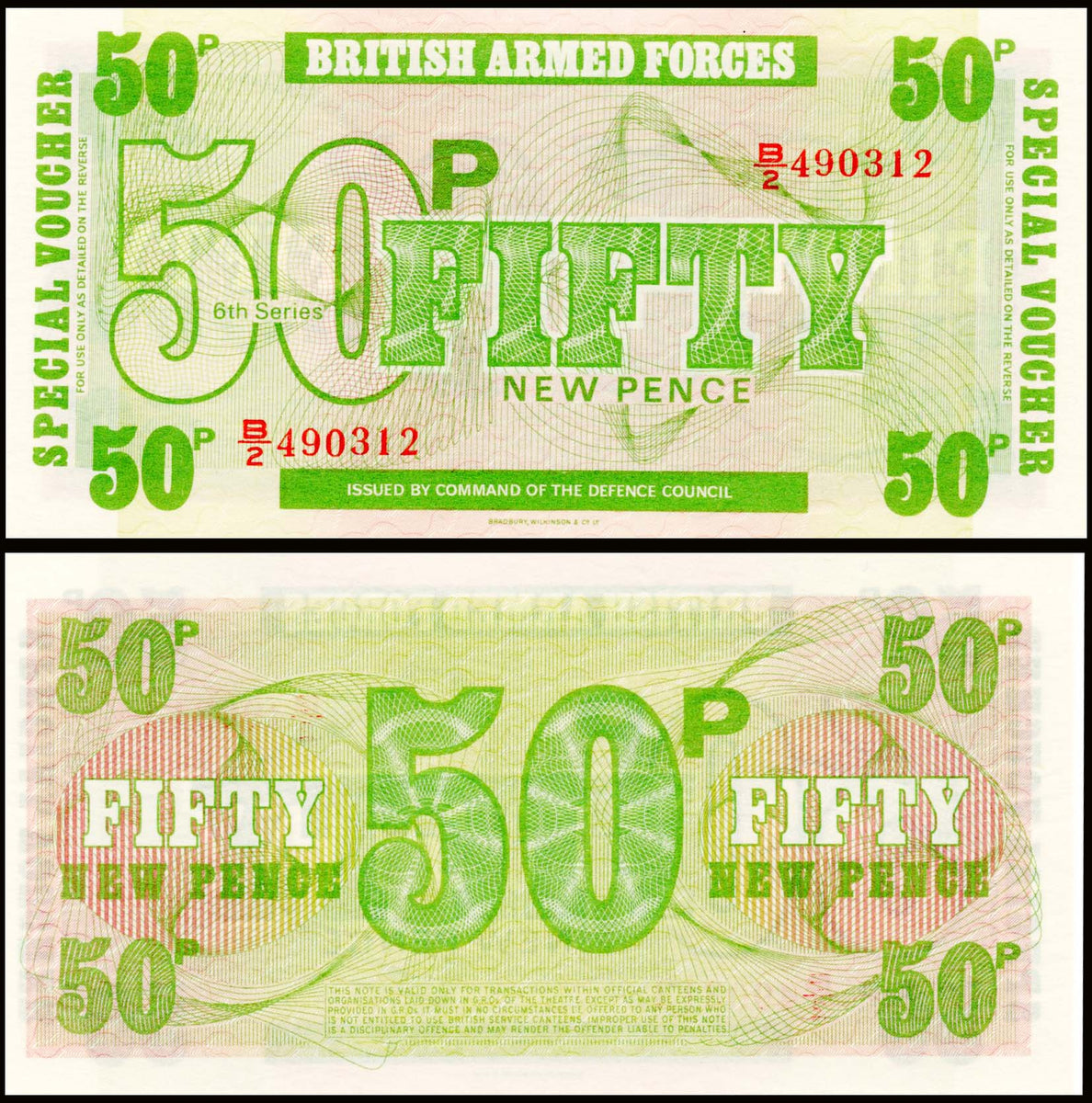 British Armed Forces 50 Pence UNC Banknote M64 – Banknotecoinstamp