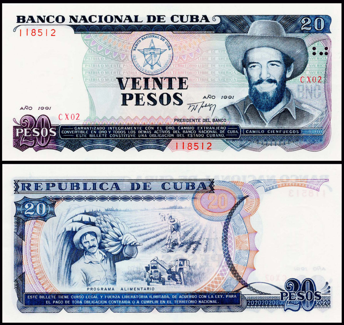 Cuba 20 Pesos UNC Banknote – Banknotecoinstamp