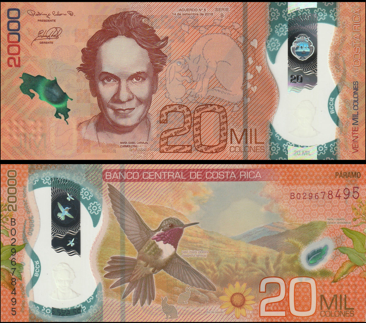 Costa Rica 20000 Colones UNC Polymer Banknote – Banknotecoinstamp