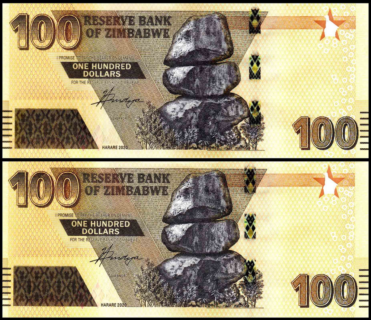 Zimbabwe 100 Dollars UNC Banknote – Banknotecoinstamp