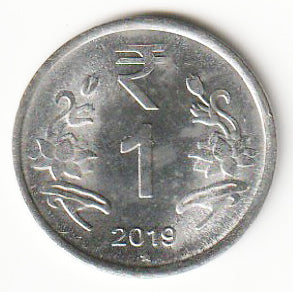 Indian 1 Rupee Coin Hyderabad Mint Year 2019 – Banknotecoinstamp
