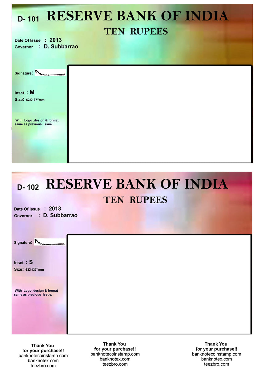 Ten Rupees Banknotes – Exhibition Printing Sheets D101 – D144 ...