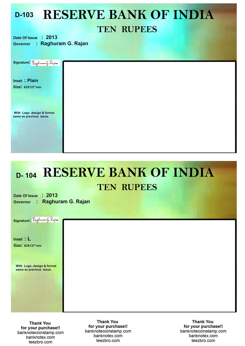 Ten Rupees Banknotes – Exhibition Printing Sheets D101 – D144 ...