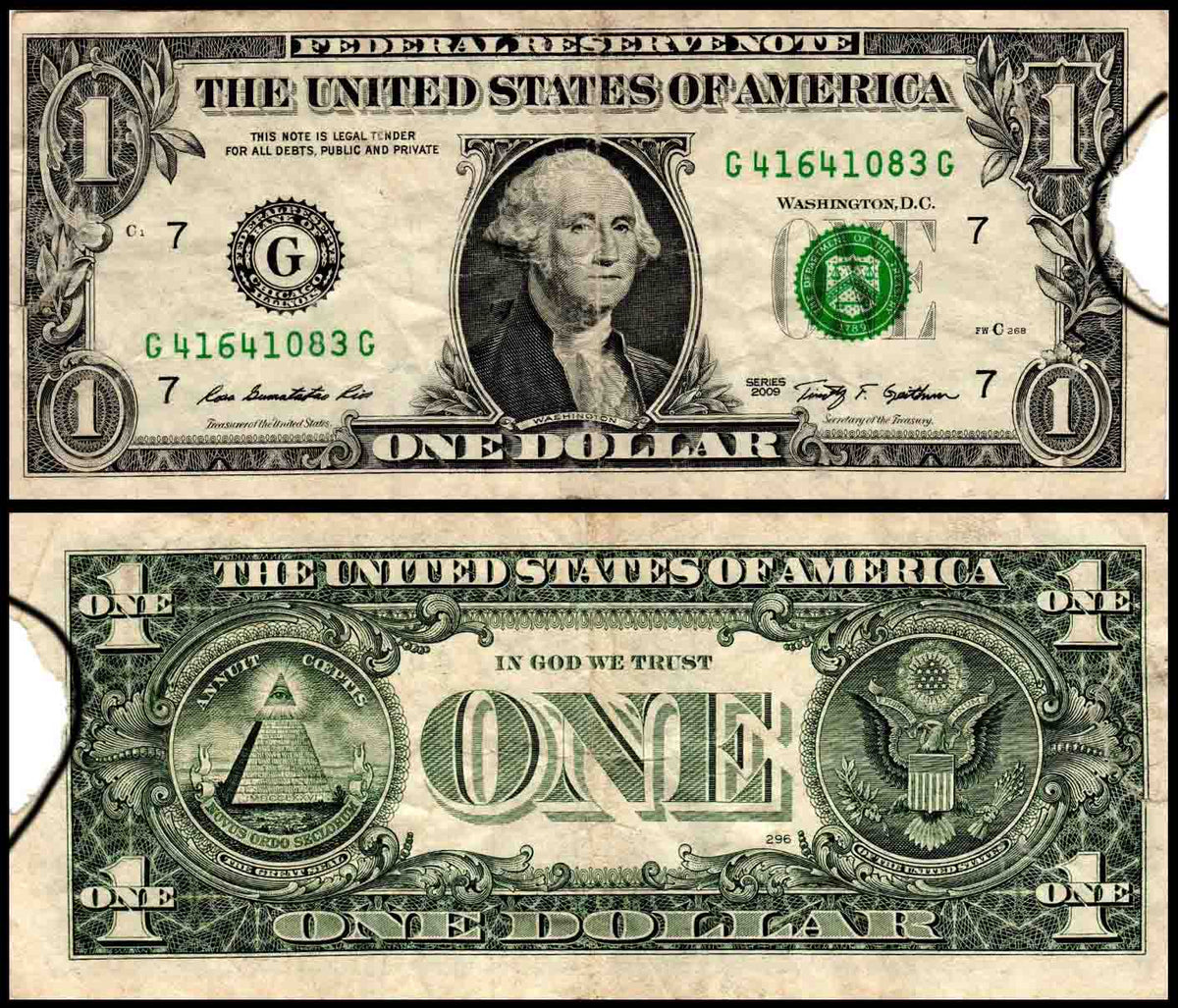 United States Of America 1 Dollar Used & Damaged Banknote ...
