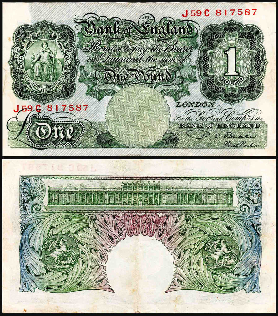 England 1 Pound Used & Damaged Banknote – Banknotecoinstamp