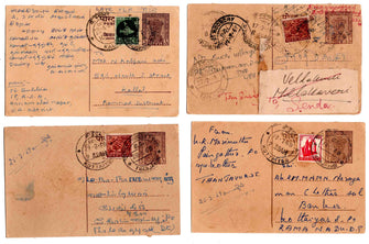 India Set Of 4 Used Post Cards With Stamps– Banknotecoinstamp