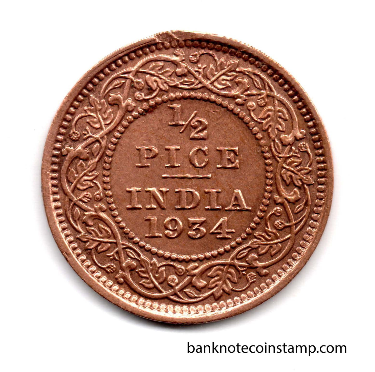 India George V 1/2 Pice 1934 Copper Used Coin – Banknotecoinstamp