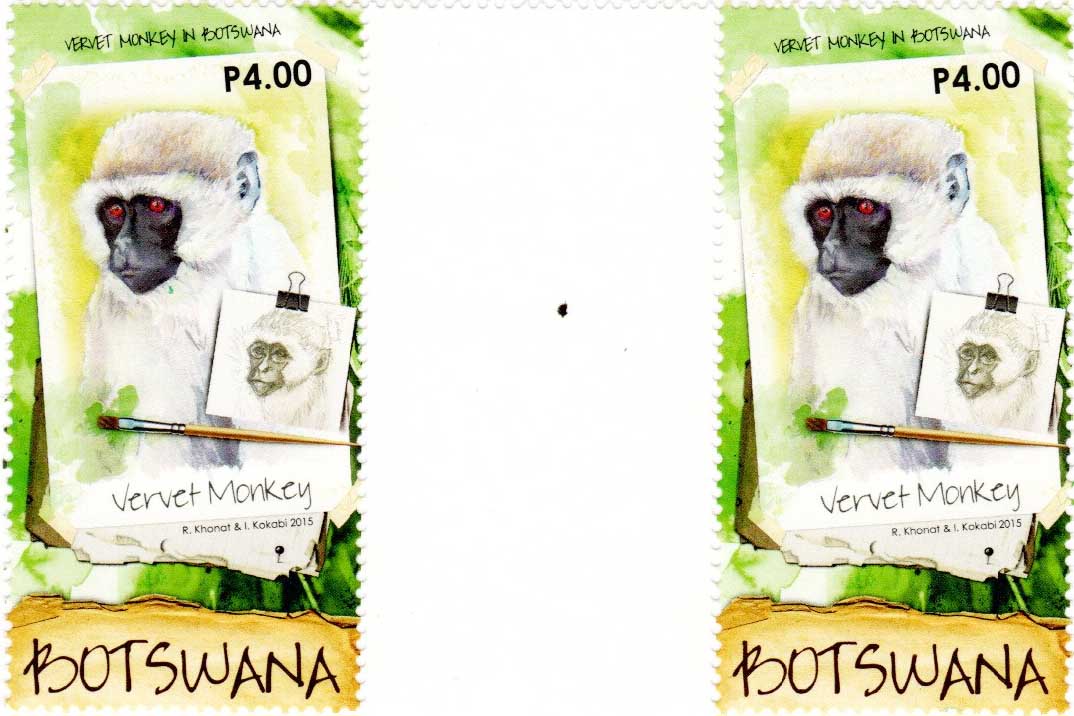 Botswana Monkey Gutter Pair Postage Stamps – Banknotecoinstamp