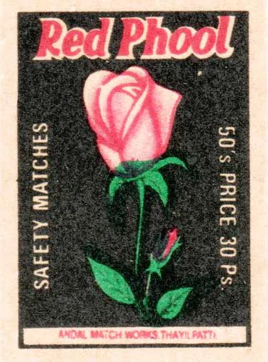 Red Phool Safety (Andal) Match Box Label – Banknotecoinstamp