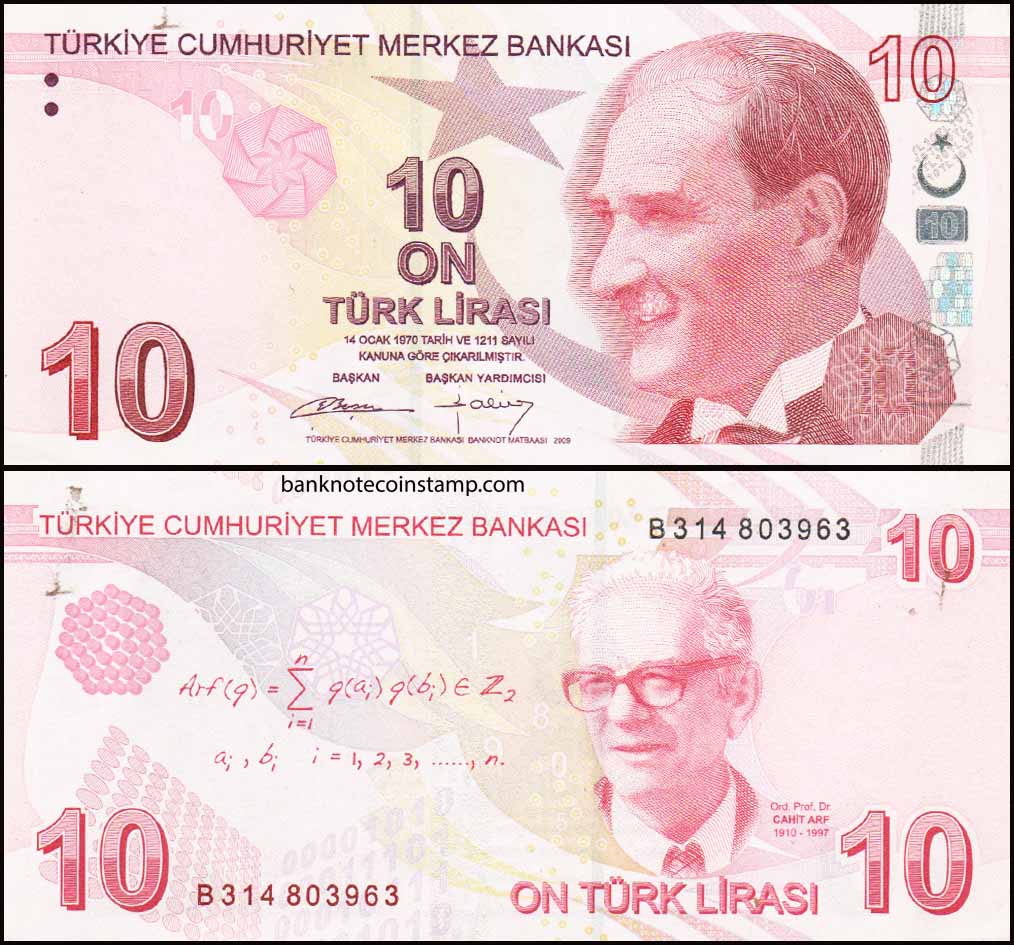 Turkey 10 Lira Very Fine Banknote – Banknotecoinstamp