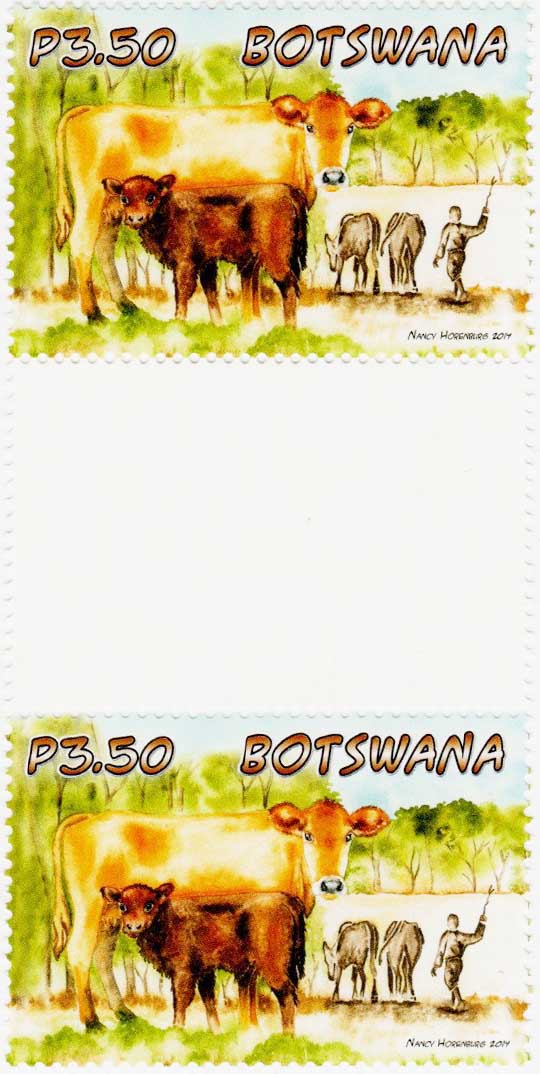 Botswana Cow Gutter Pair Postage Stamps – Banknotecoinstamp