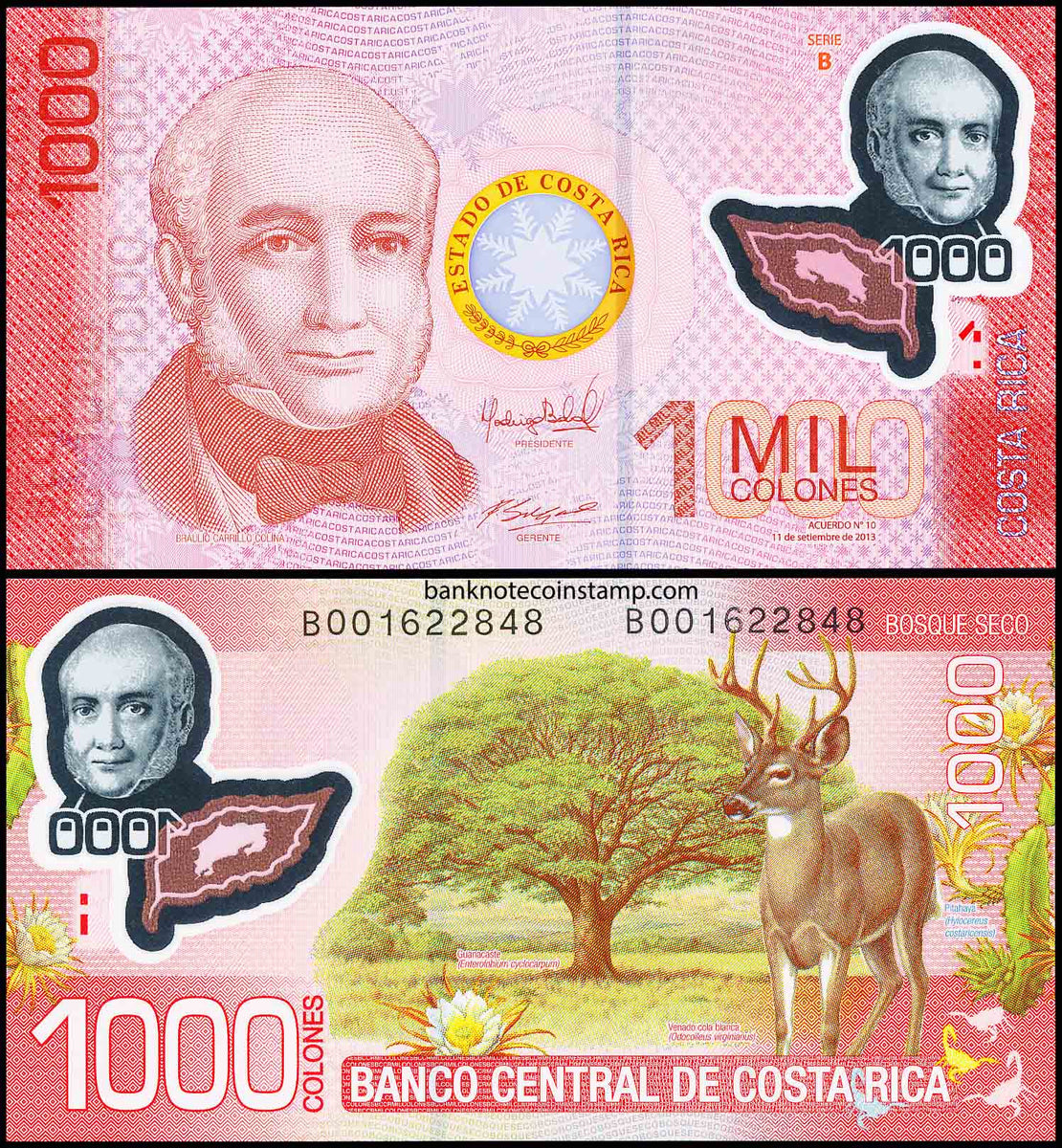 Costa Rica 1000 Colones Polymer UNC Banknote – Banknotecoinstamp