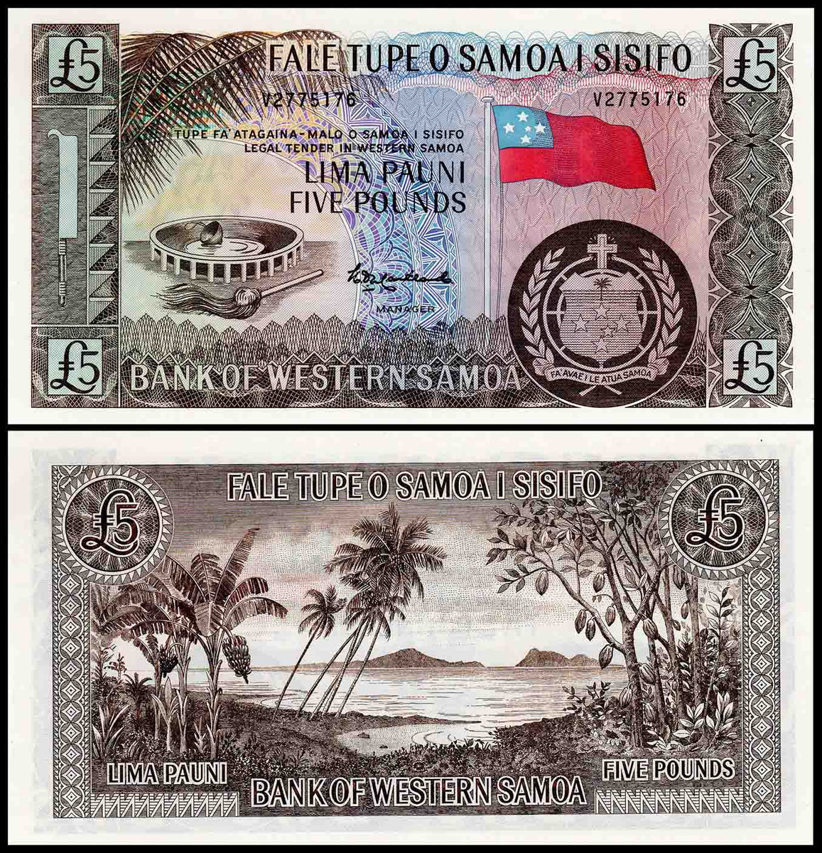 Western Samoa 5 Pounds Fine Banknote – Banknotecoinstamp
