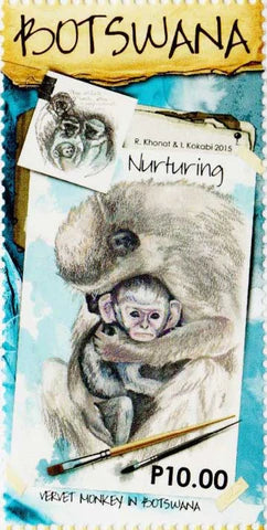 Botswana Monkey Nurturing Postage Stamp – Banknotecoinstamp