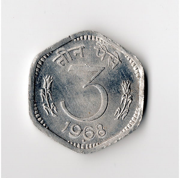 India 3 Paisa Coin used – Banknotecoinstamp