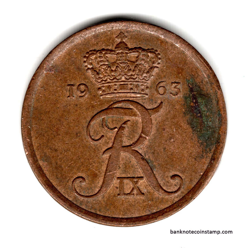 Denmark 5 Øre 1963 Very Used Coin– Banknotecoinstamp