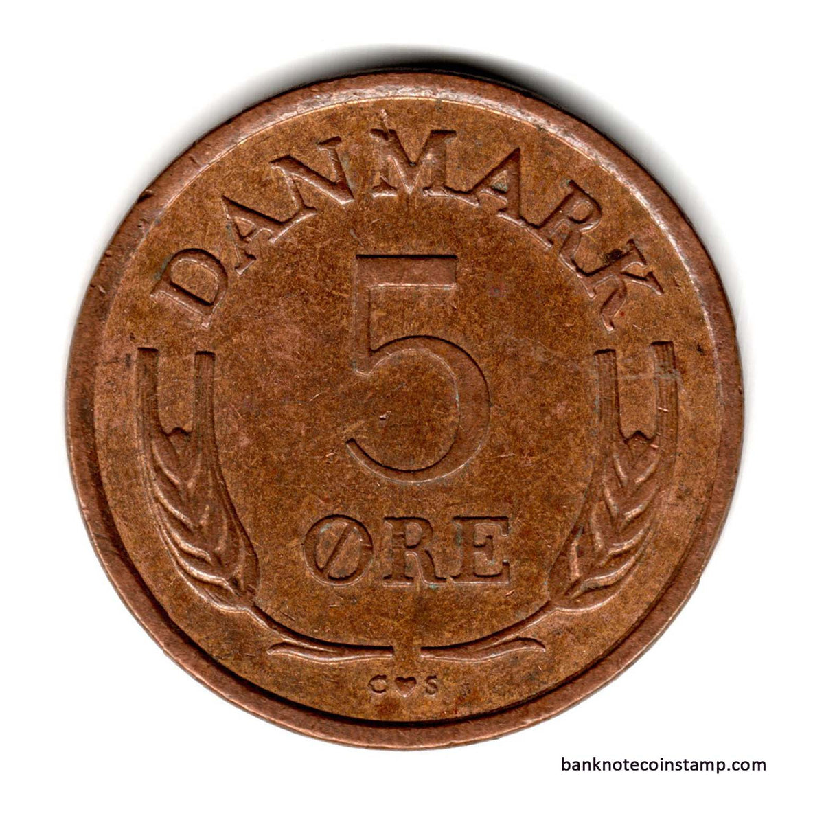 Denmark 5 Øre 1960 Very Used Coin – Banknotecoinstamp
