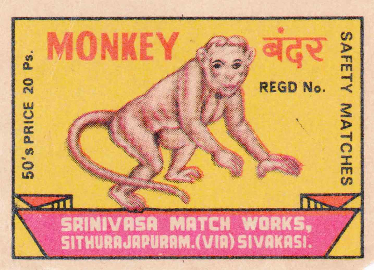 Monkey Match Box Label – Banknotecoinstamp