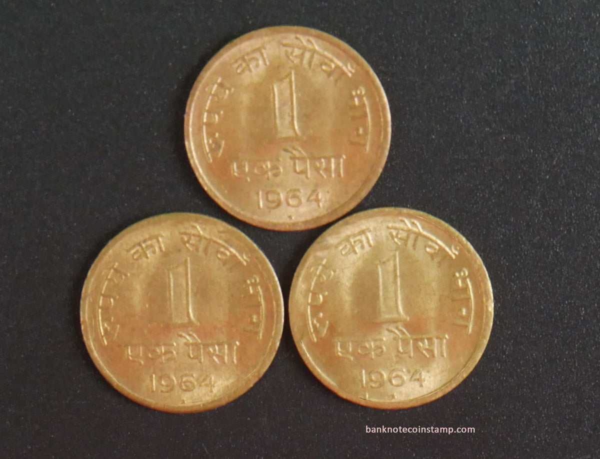 India 1 Paise 1964 Fine Coins (3 Pieces ) – Banknotecoinstamp