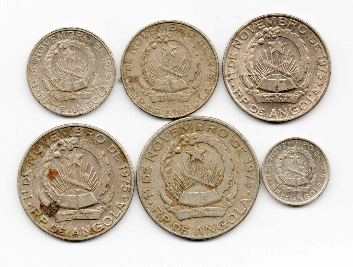 Angola 1,2,5,10,20,50 Kwanzas Variety of 6 Used Coins – Banknotecoinstamp