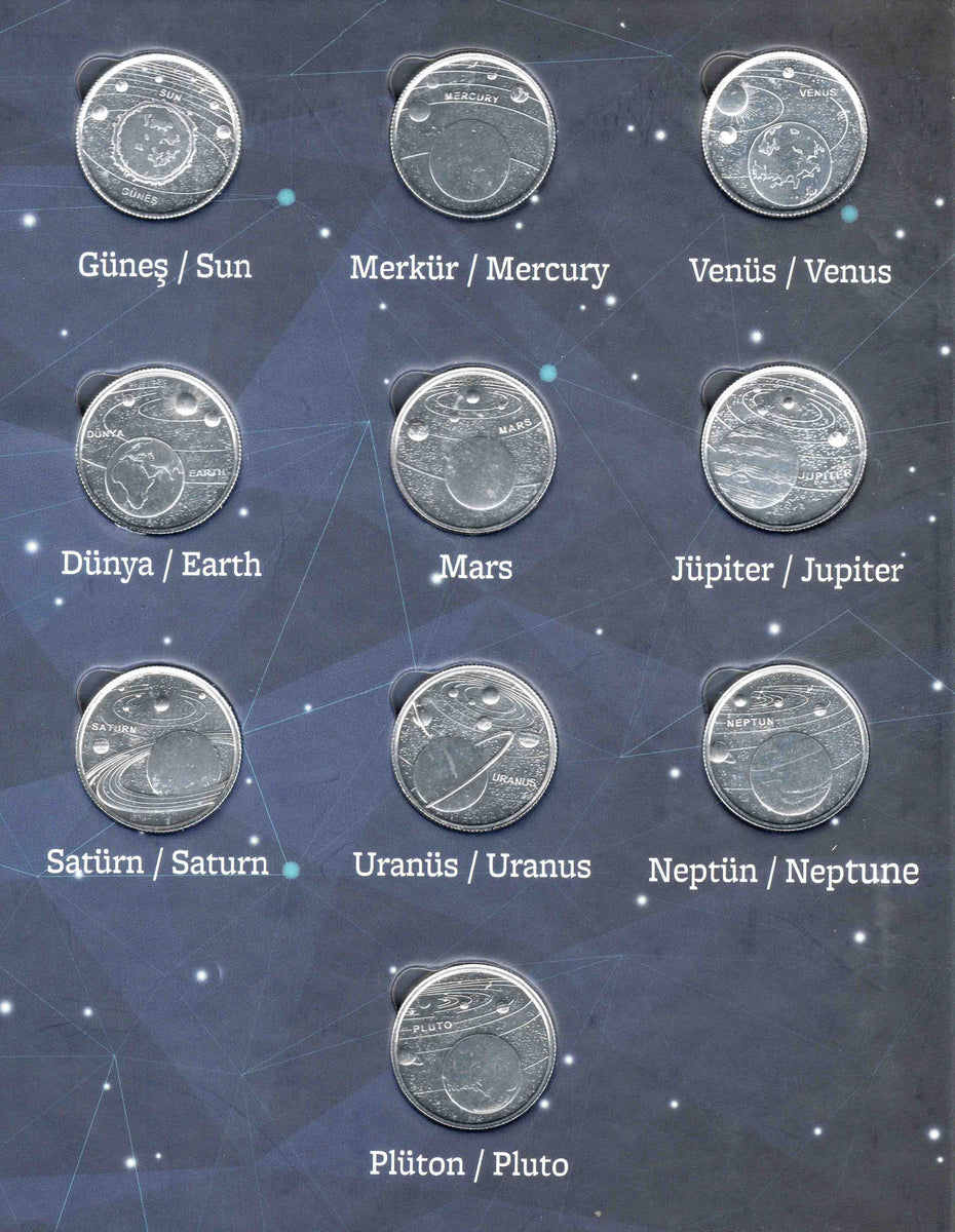 Turkey 1 Kurus Planets of the Solar System Commemorative Coin Set ...