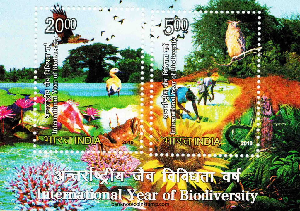 India International Year of Biodiversity Miniature Sheet– Banknotecoinstamp