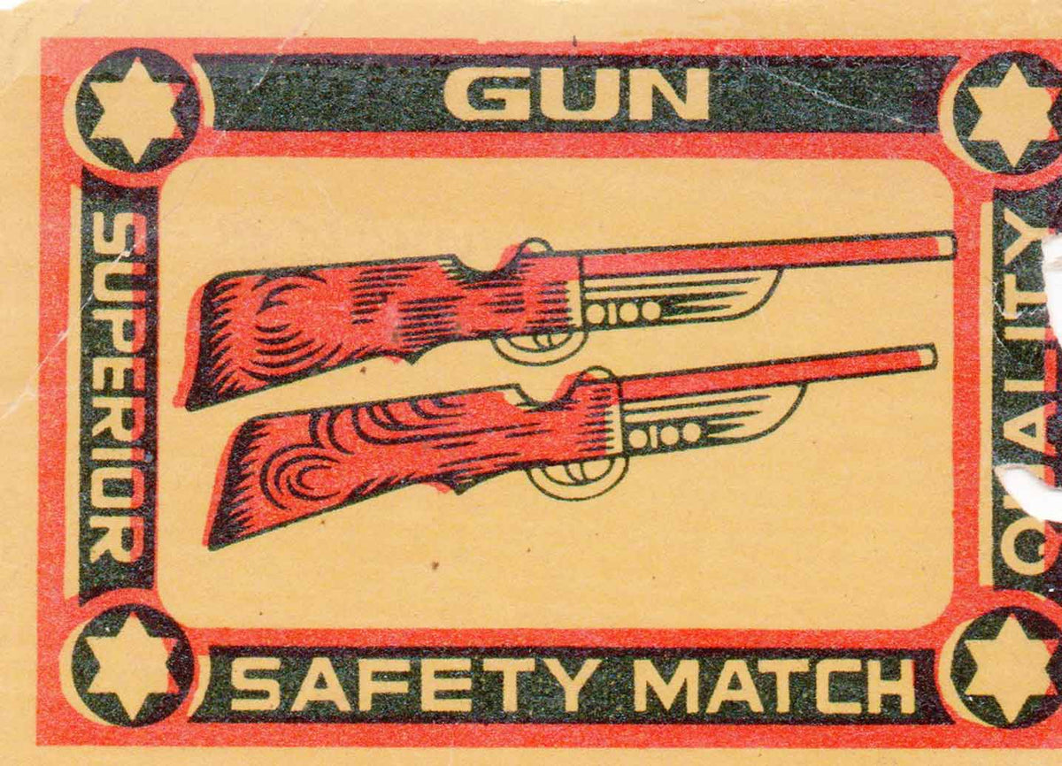 Gun Match Box Label – Banknotecoinstamp