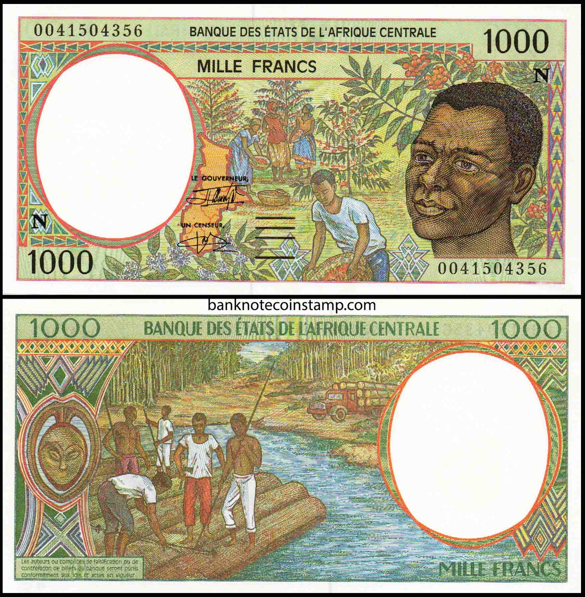 Central African States Equatorial Guinea 1000 Francs Banknote ...